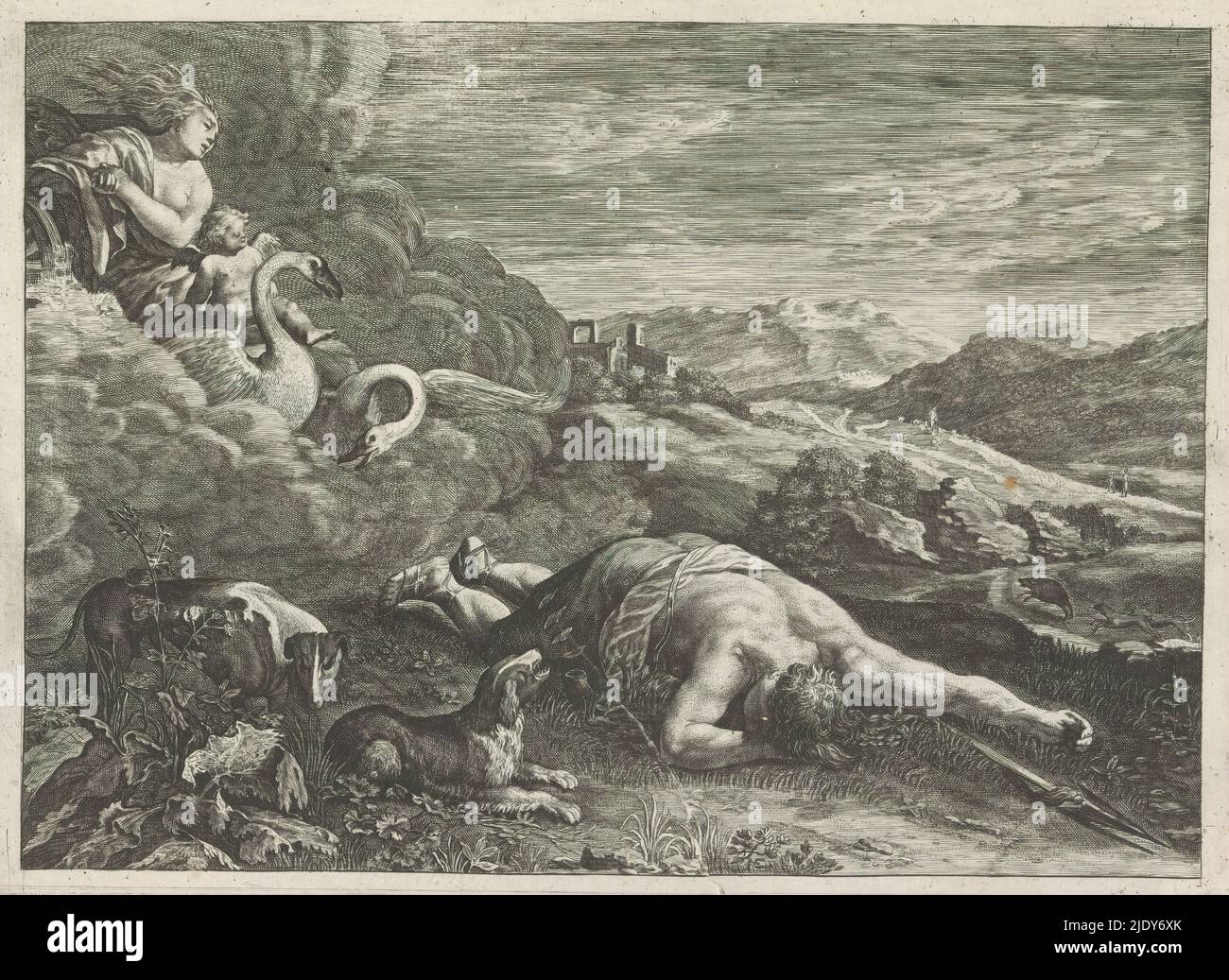 Death of Adonis, Metamorphoses by Ovid (series title), Adonis lies on ...