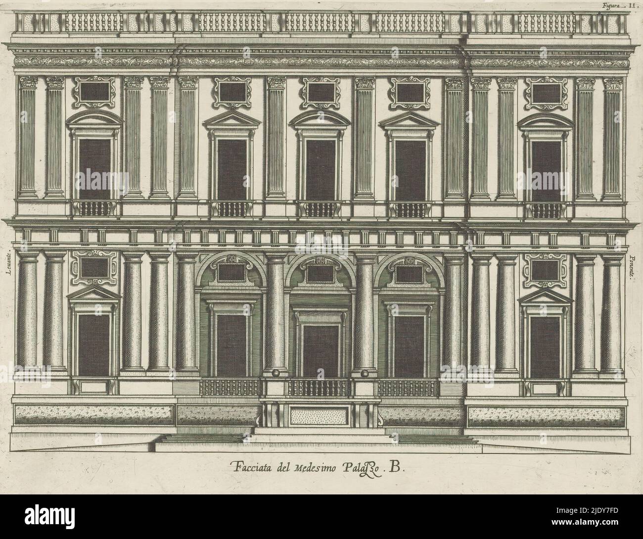 Upright view of the facade of the Villa Giustiniani-Cambiaso at Genoa ...