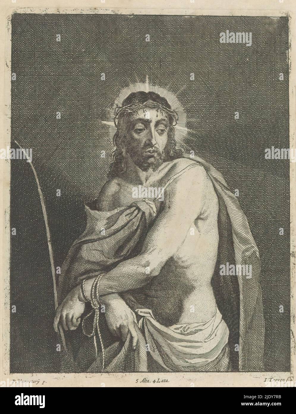 Ecce Homo, Christ after being scourged and mocked. His hands are tied ...