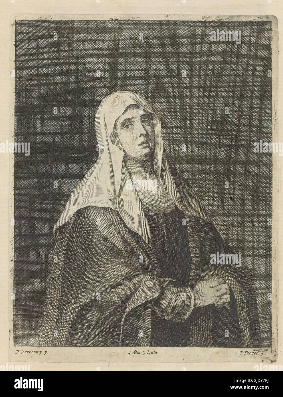 Mourning Mary (Mater Dolorosa), Weeping Mary with folded hands. This ...