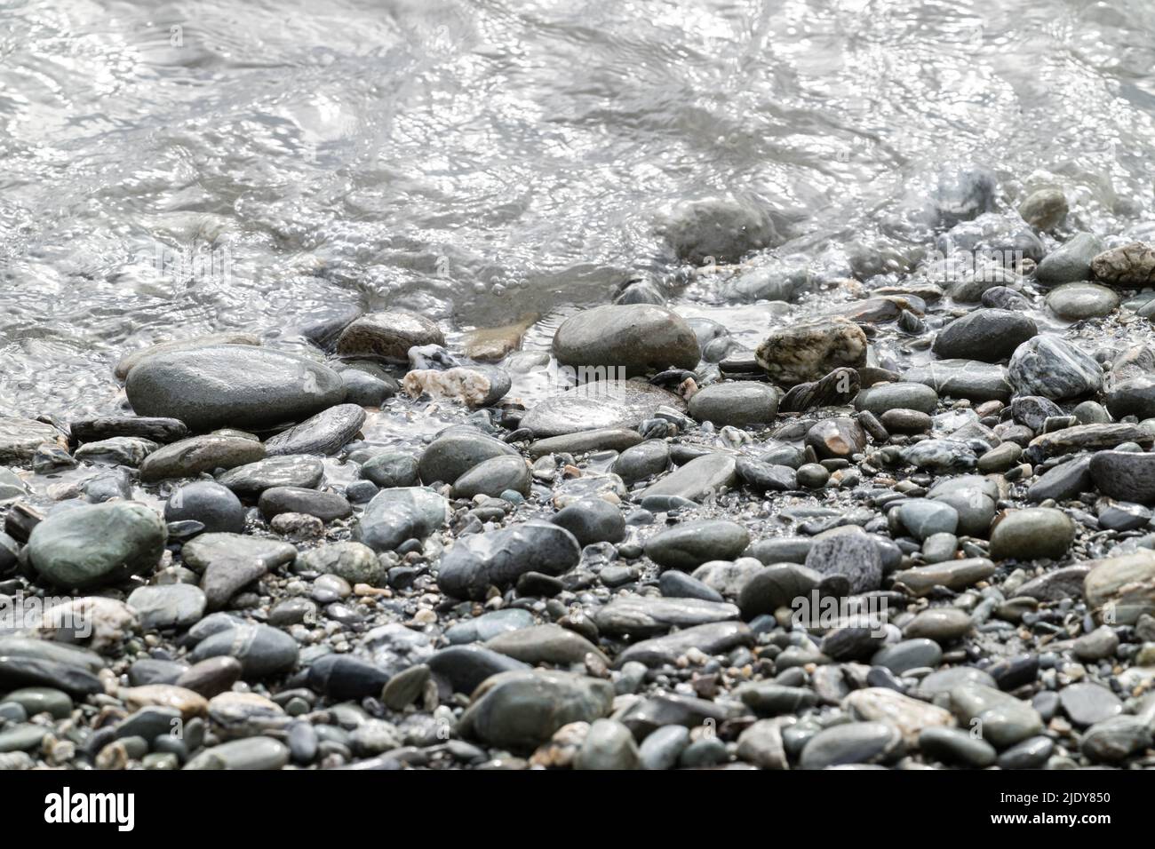 Shiny wet river stones on Westland beach South Island New Zealand Stock ...