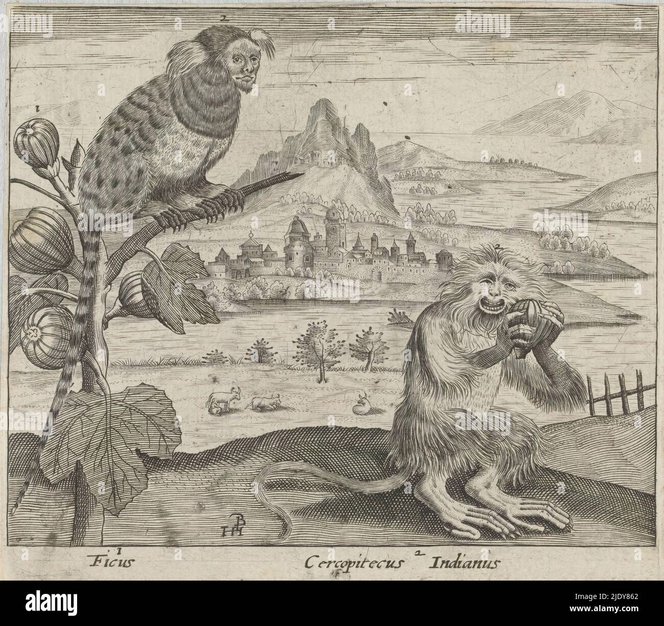 Series of Prints with Flowers and Animals in a Landscape, Landscape ...