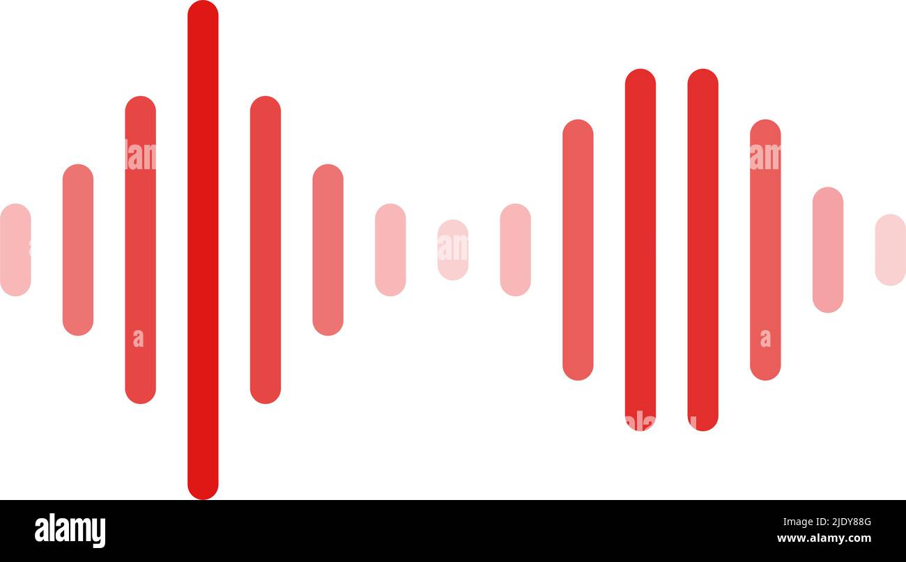 Red sound waves and rhythm. Volume, waves and beats. Editable vector ...