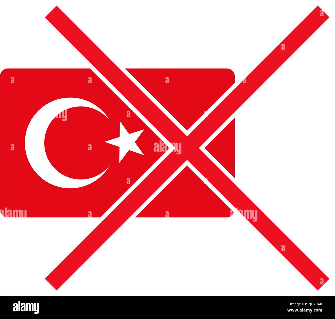 Turkey mark and cross mark. Prohibition and regulation. Editable vector ...