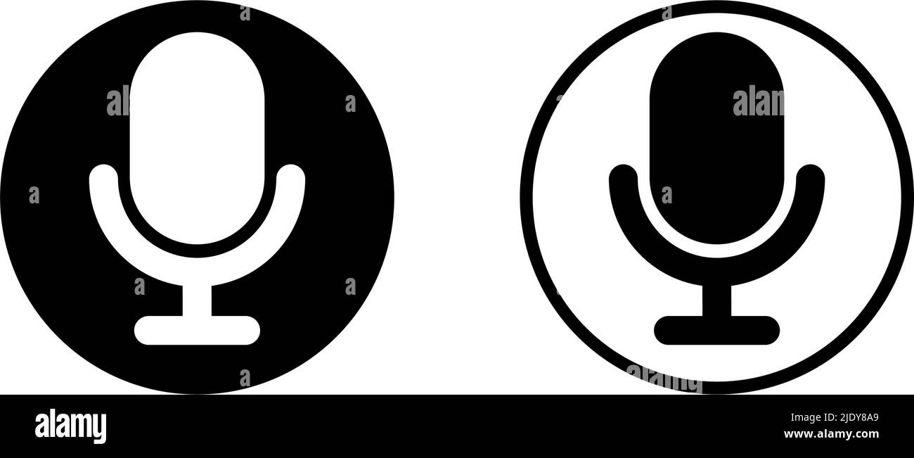 A set of round microphone or speaker icons. Sound buttons. Editable ...