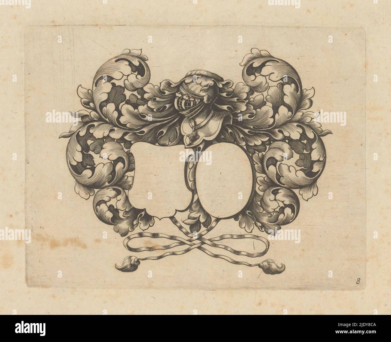 Cartouche for coat of arms, Print No. 8 in a bundle of eight numbered ...