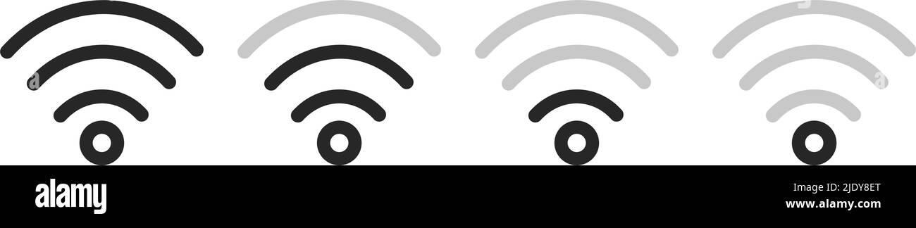 Wi-Fi icons with four different signal strengths. Network icons ...