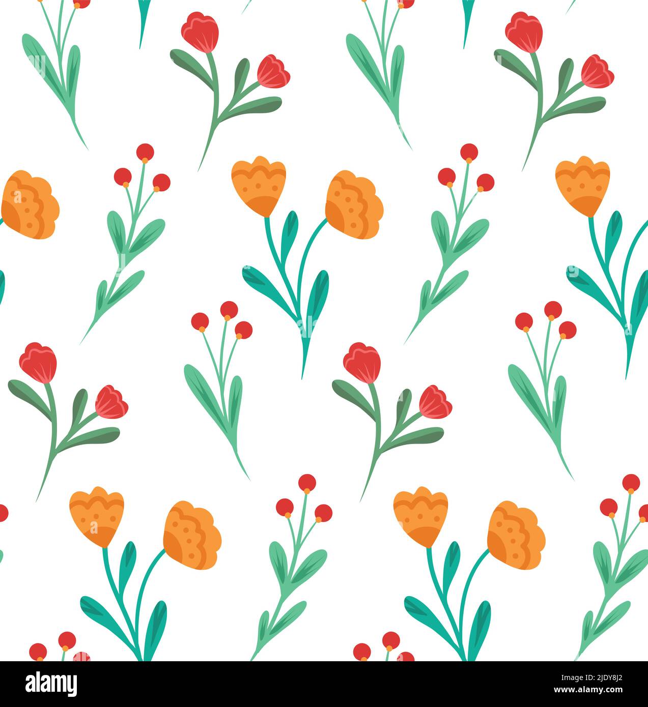 Vector simple ditsy pattern. Natural texture with small flowers, stems ...