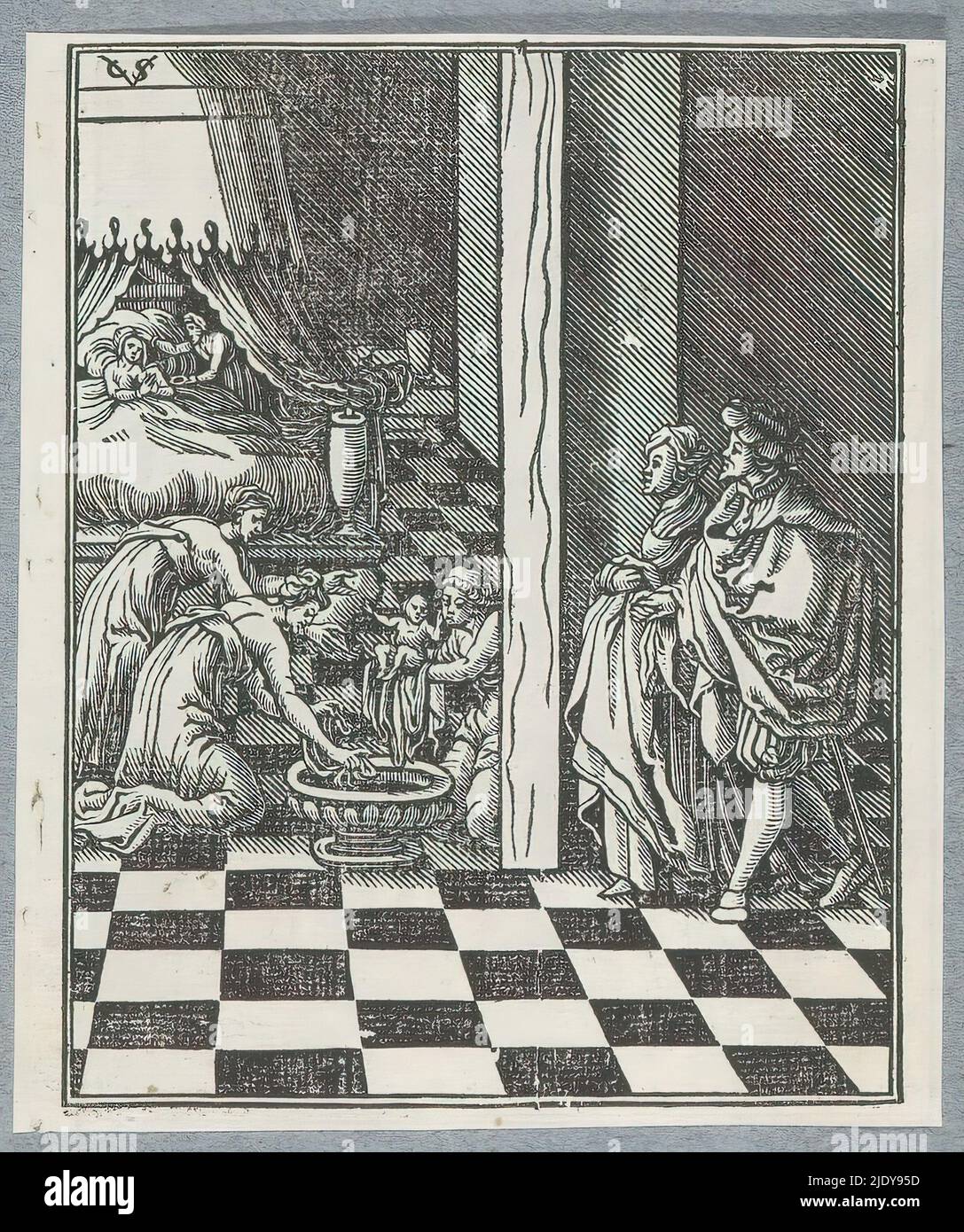 Birth and washing of a newborn child, Birth of John the Baptist ...