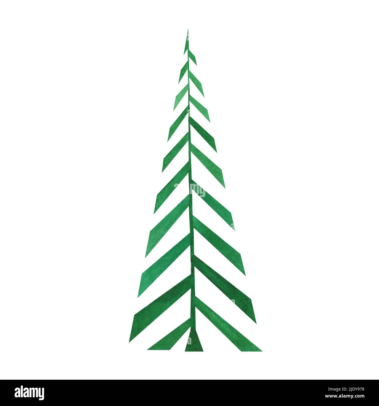Triangular Christmas tree with branch isolated on white background ...