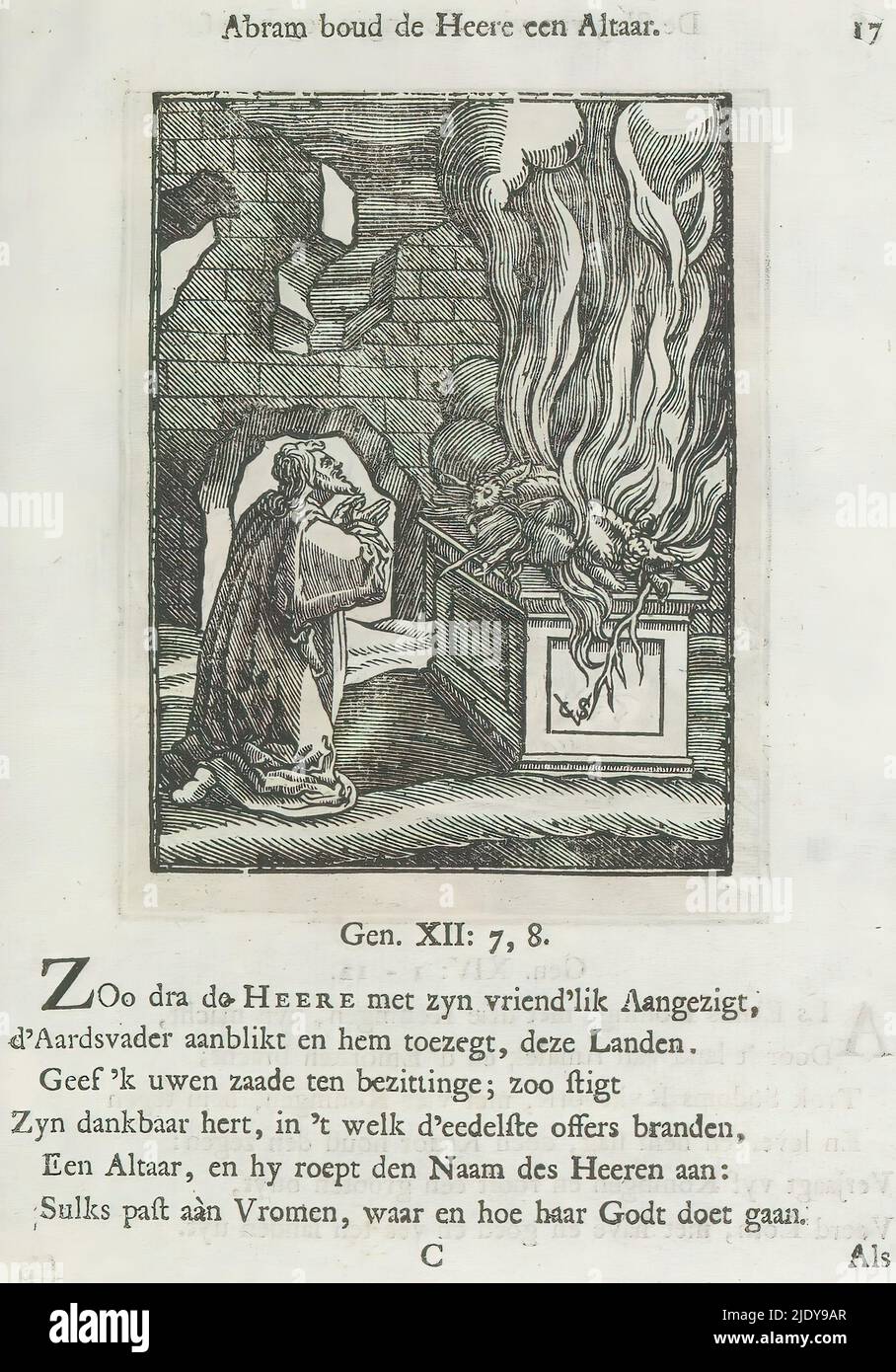 Abraham builds an altar, Abram boud the Lord an altar (title on object ...