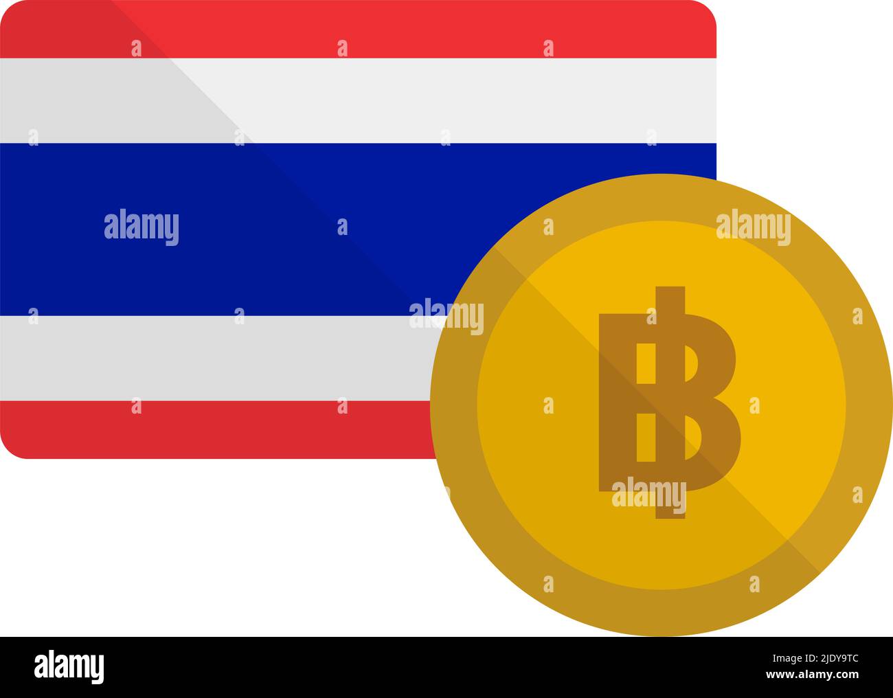Flag of Thailand and baht icon of Thai currency. Editable vector Stock ...