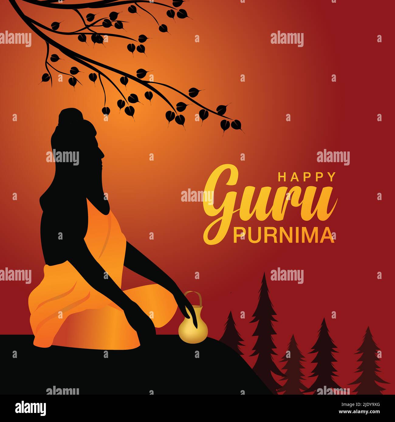 Happy guru Purnima With red Background Silhouette Vector Illustration ... Happy guru Purnima With red Background Silhouette Vector Illustration ...