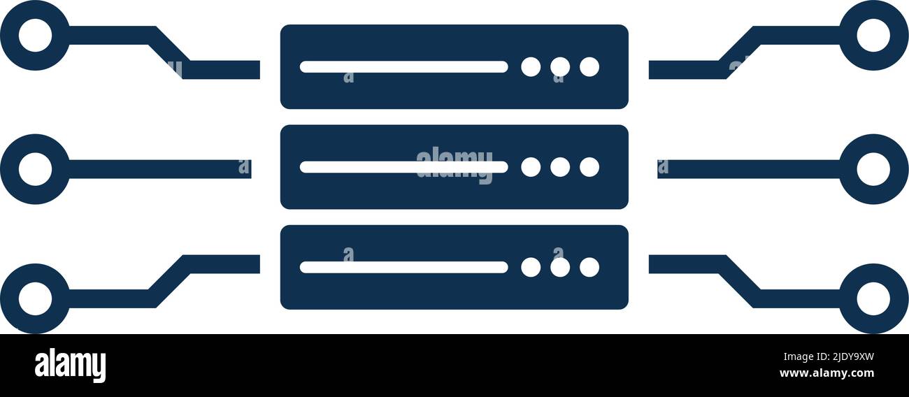 Cloud server and network icon. Hosting service symbol. Editable vector ...