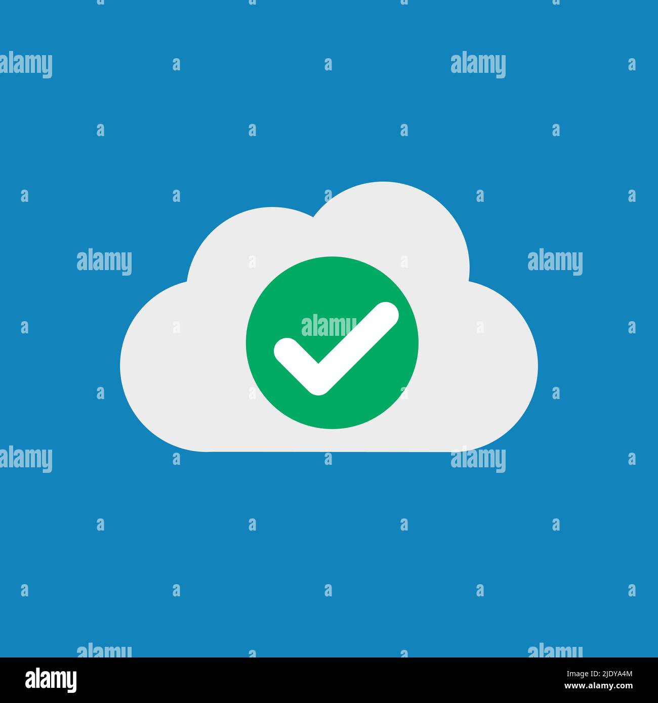 Clouds and check mark icon. Upload complete. Editable vector Stock ...