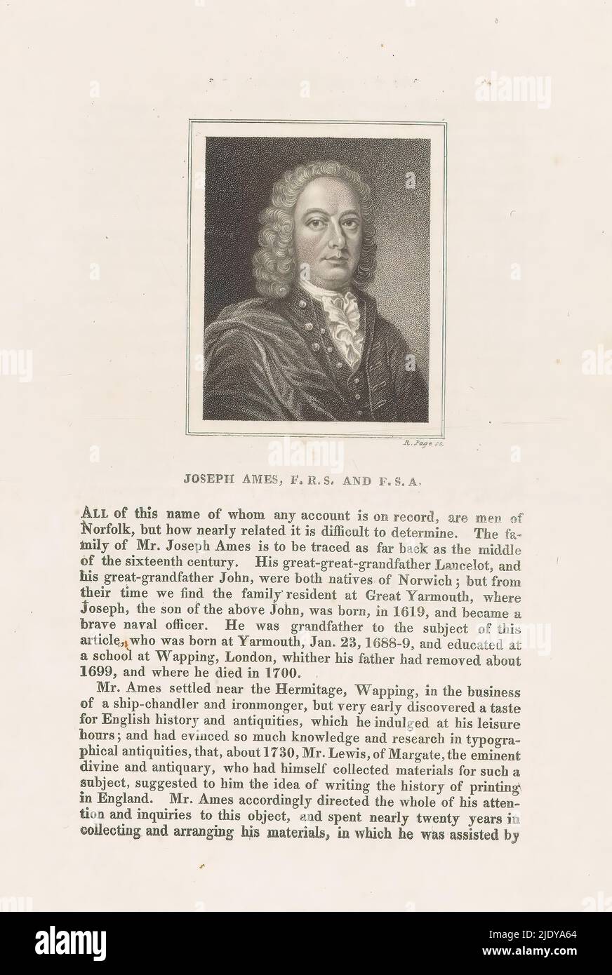Portrait of writer and collector Joseph Ames, Joseph Ames, F.R.S. and F ...