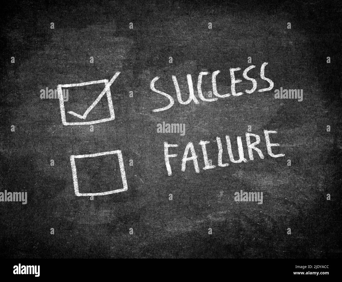 Hand drawing chalk bulb and word success,failure on blackboard ...