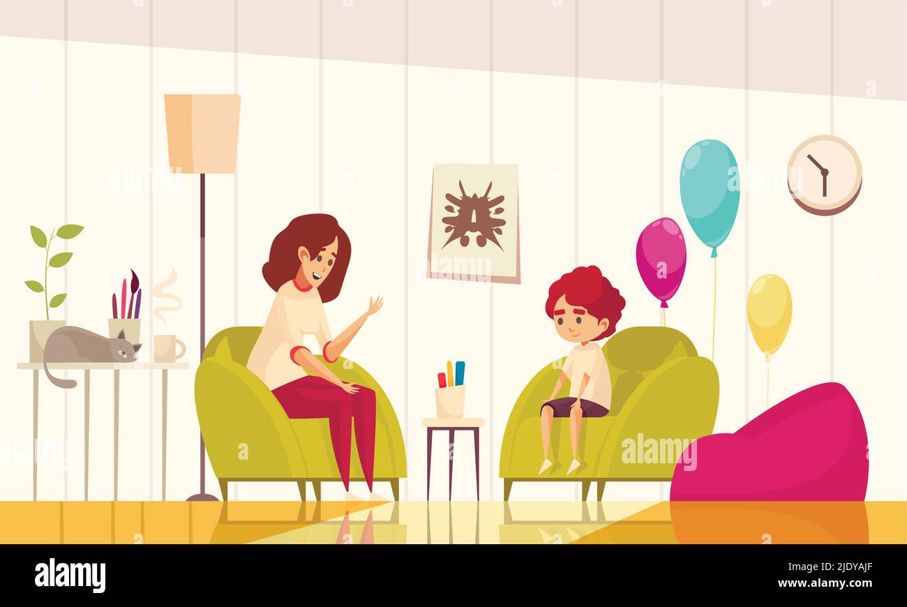 Infant psychologist child counselling session in informal cozy office ...