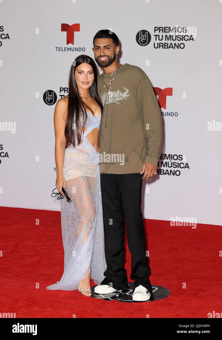 SAN JUAN, PUERTO RICO - JUNE 23: Jay Wheeler and Zhamira Zambrano attend Premios Tu Música ...