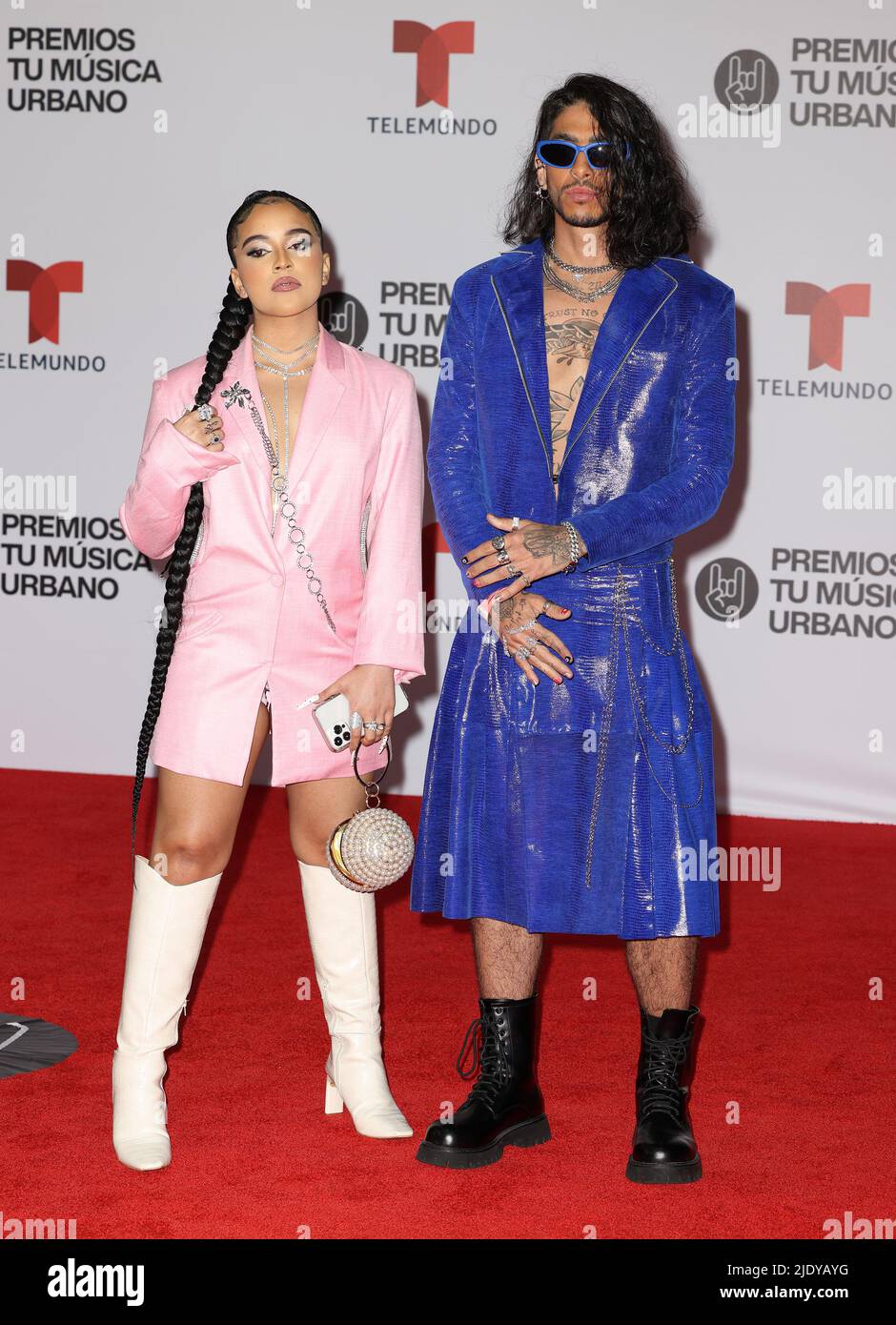 SAN JUAN, PUERTO RICO - JUNE 23: Zion and Lennox attend Premios Tu ...