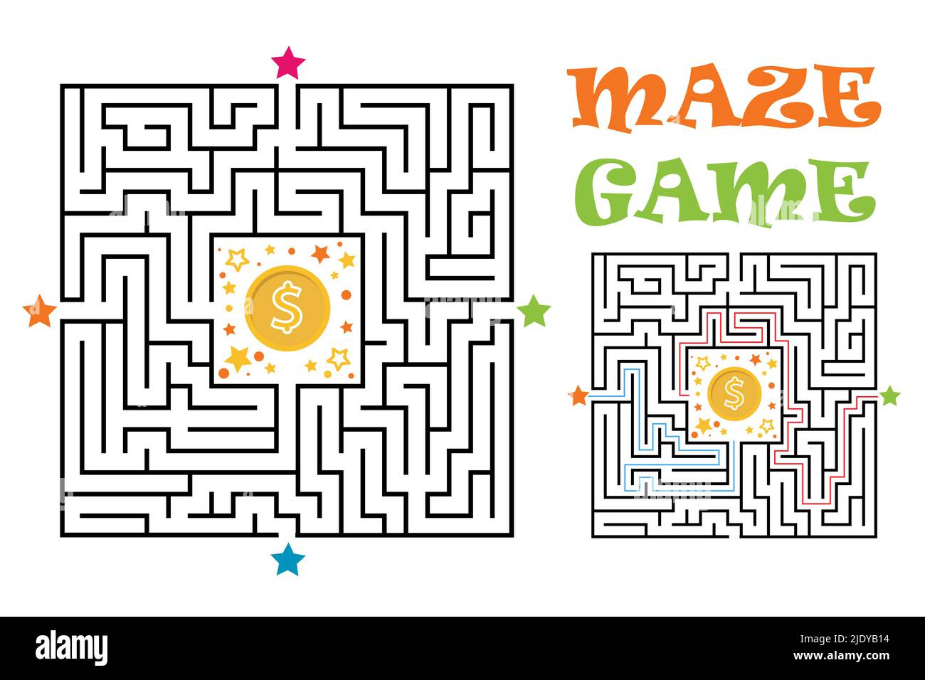 Square maze labyrinth game for kids. Labyrinth logic conundrum with ...
