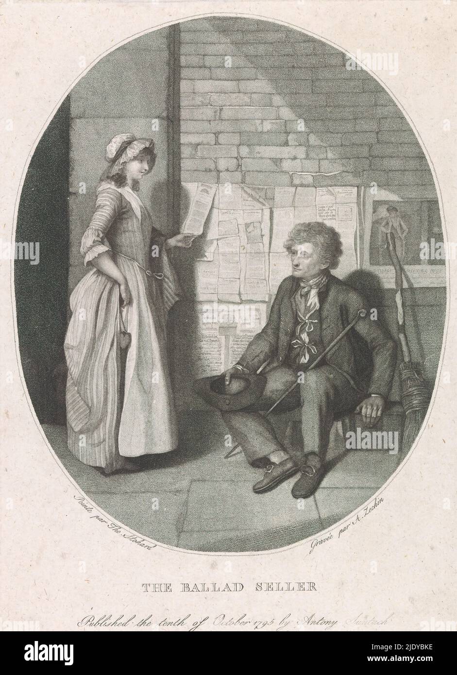 Young woman and a song seller, The ballad seller (title on object), In ...