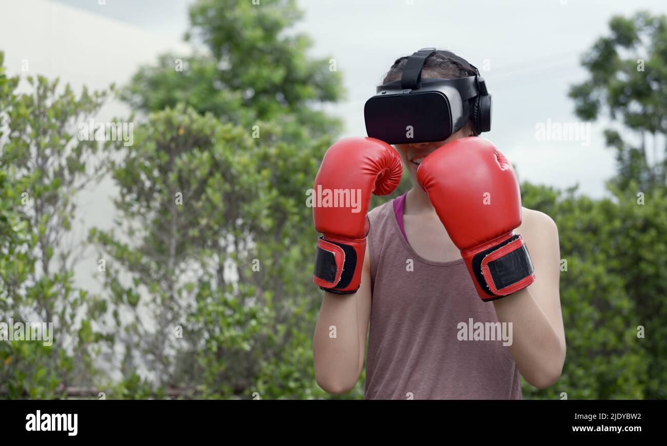Female boxing fun hi-res stock photography and images - Alamy