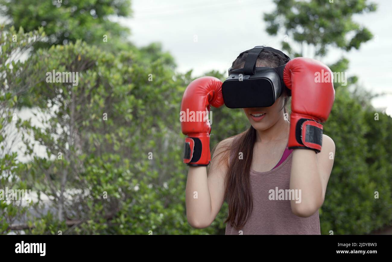 Female boxing fun hi-res stock photography and images - Alamy