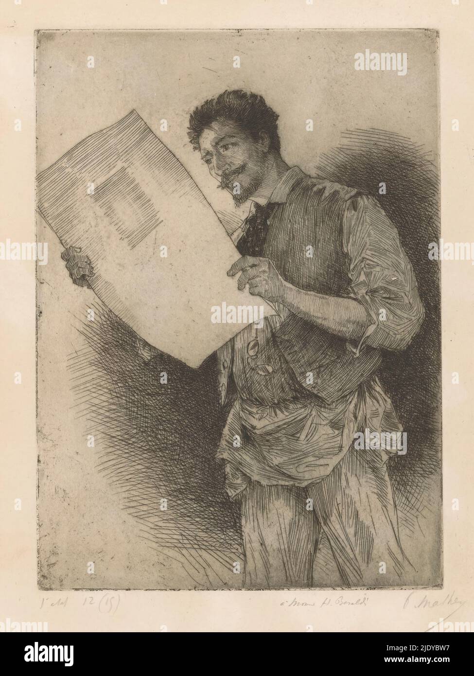 Portrait of Félicien Rops in his studio., print maker: Paul Mathey ...