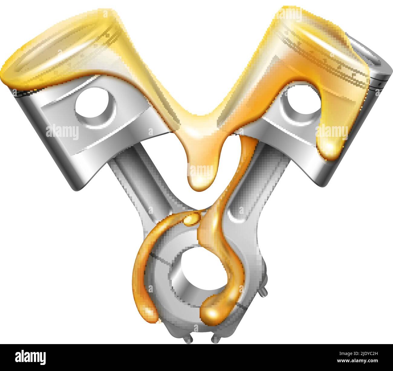 Engine pistons oil realistic composition with two crossed piston ...