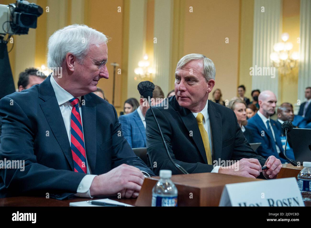 Jeffrey A. Rosen, former Acting Attorney General, left, talks with ...