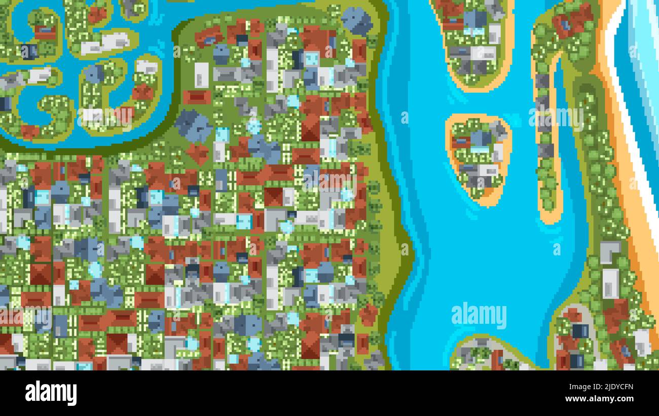 Aerial view of beach town illustration Stock Vector Image & Art - Alamy