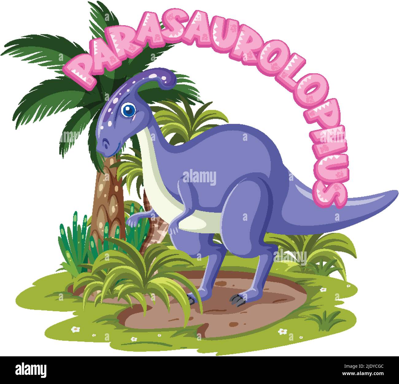 Little cute parasaurolophus dinosaur cartoon character illustration ...