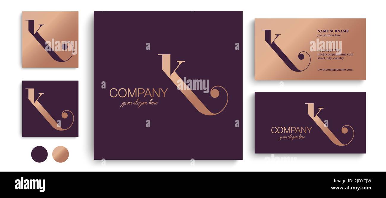 K letter monogram. Elegant luxury K logo. Calligraphic style. Corporate ...