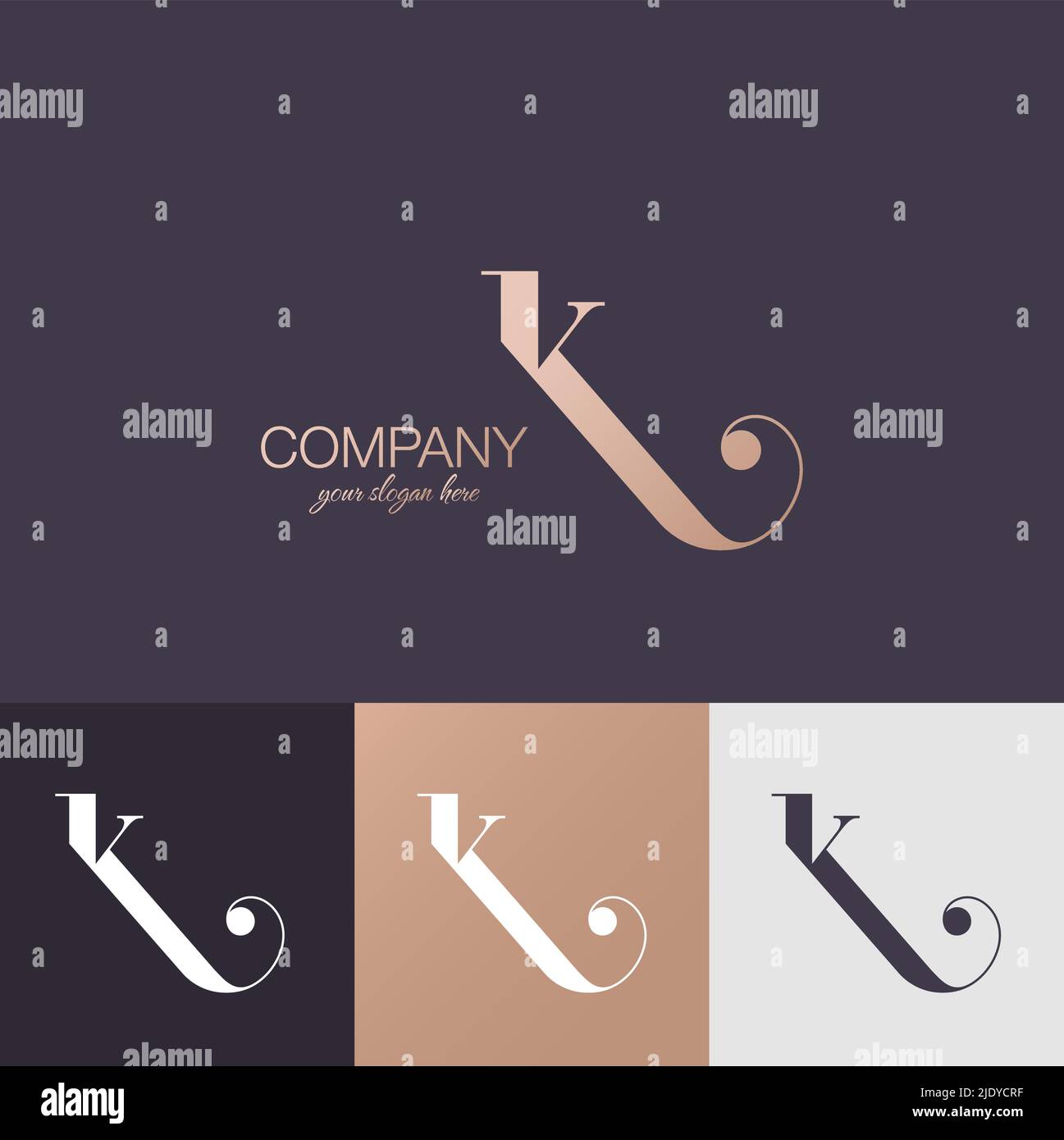 K letter monogram. Elegant luxury K logo. Calligraphic style. Corporate ...