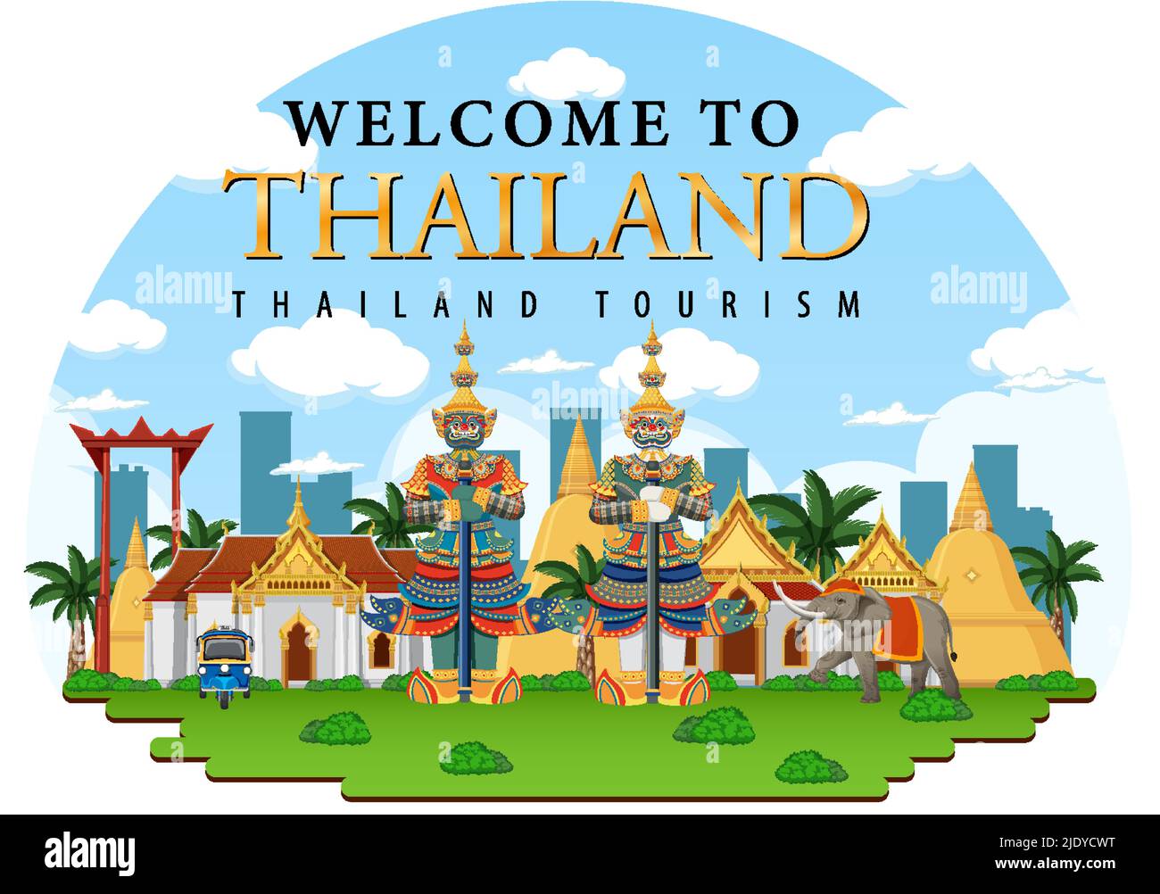Bangkok Thailand Landmark Logo Banner illustration Stock Vector Image ...