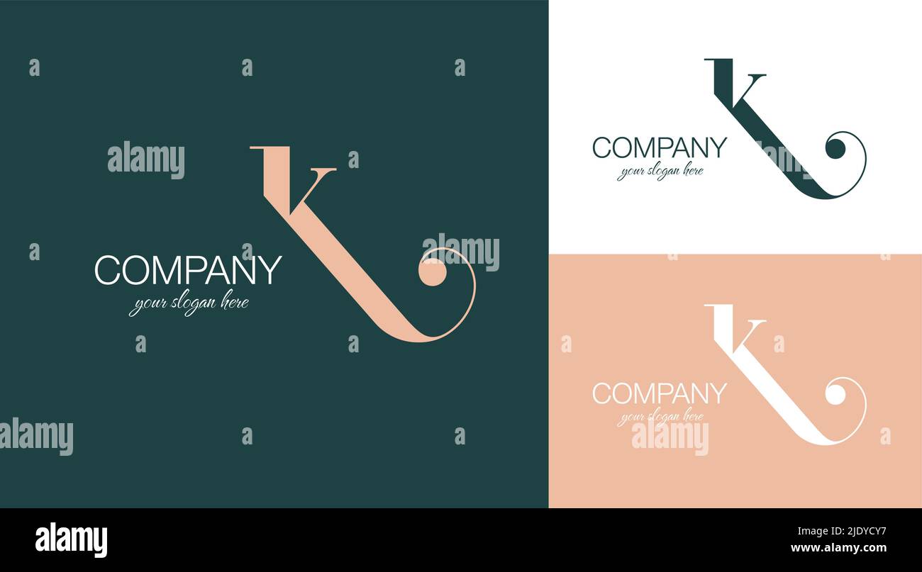 K letter monogram. Elegant luxury K logo. Calligraphic style. Corporate ...