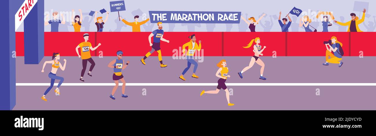 Runner horizontal composition with panoramic view of race track with ...