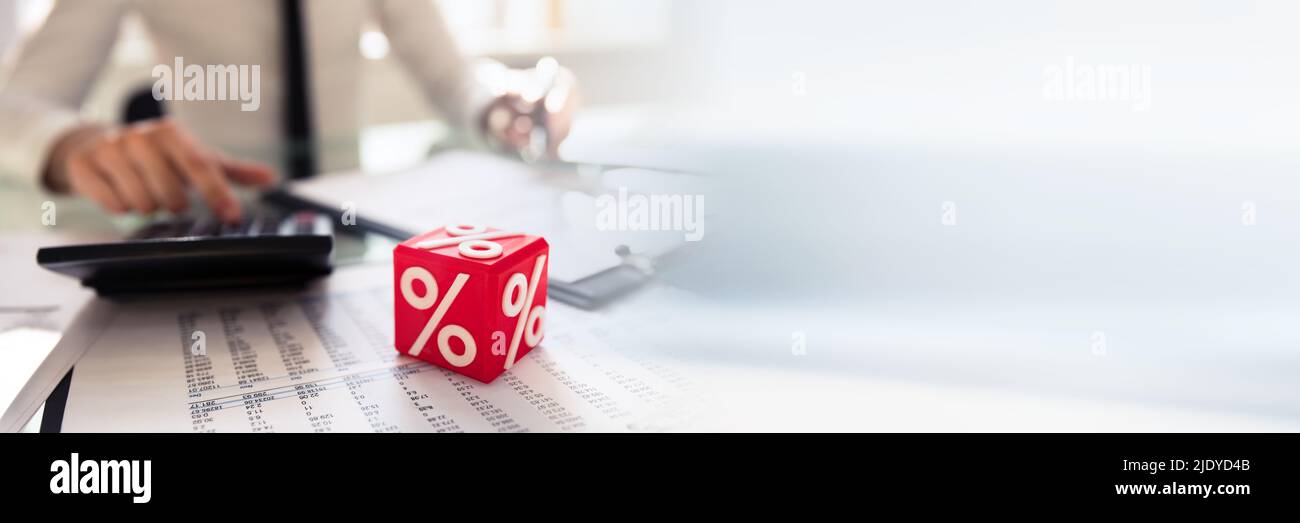 Close-up Of Red Cubic Block With Percentage Symbol In Front Of ...