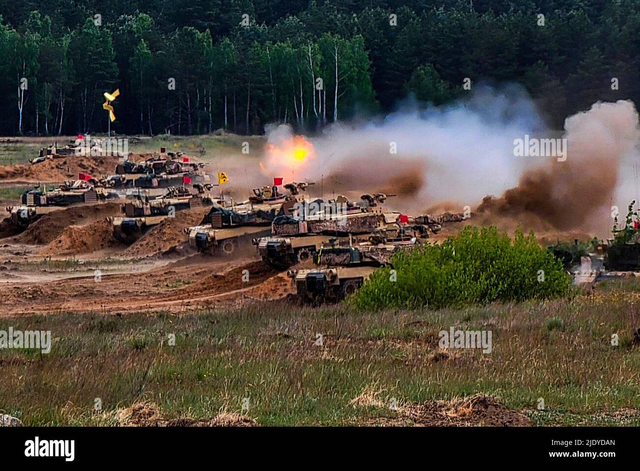 Drawsko Pomorskie, Poland. 28th May, 2022. U.S. Army M1A2 Abrams tanks ...