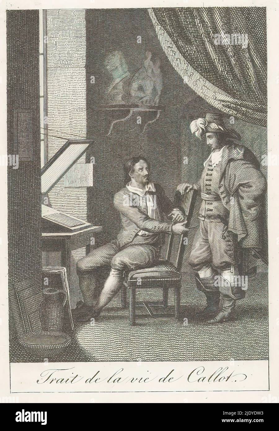 Portrait of Jacques Callot behind his work table, Trait de la vie de ...