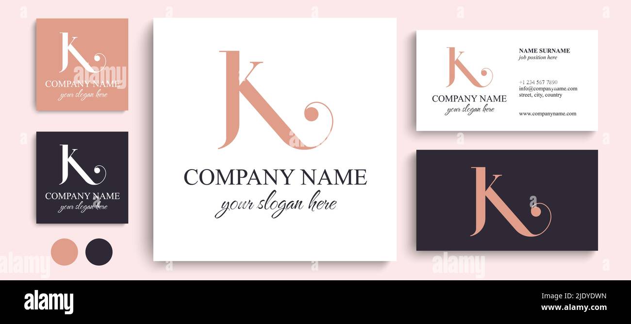 K letter monogram. Elegant luxury K logo. Calligraphic style. Corporate ...