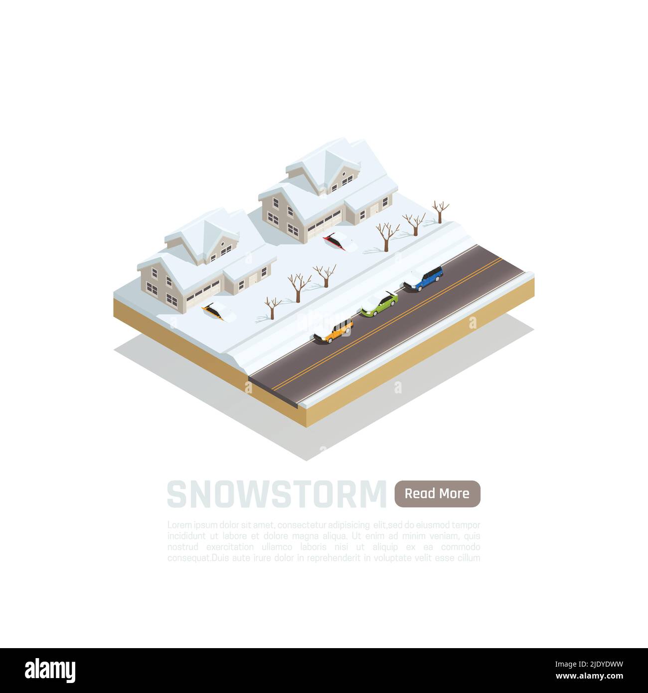 Natural disaster isometric isolated composition with snowstorm in the ...