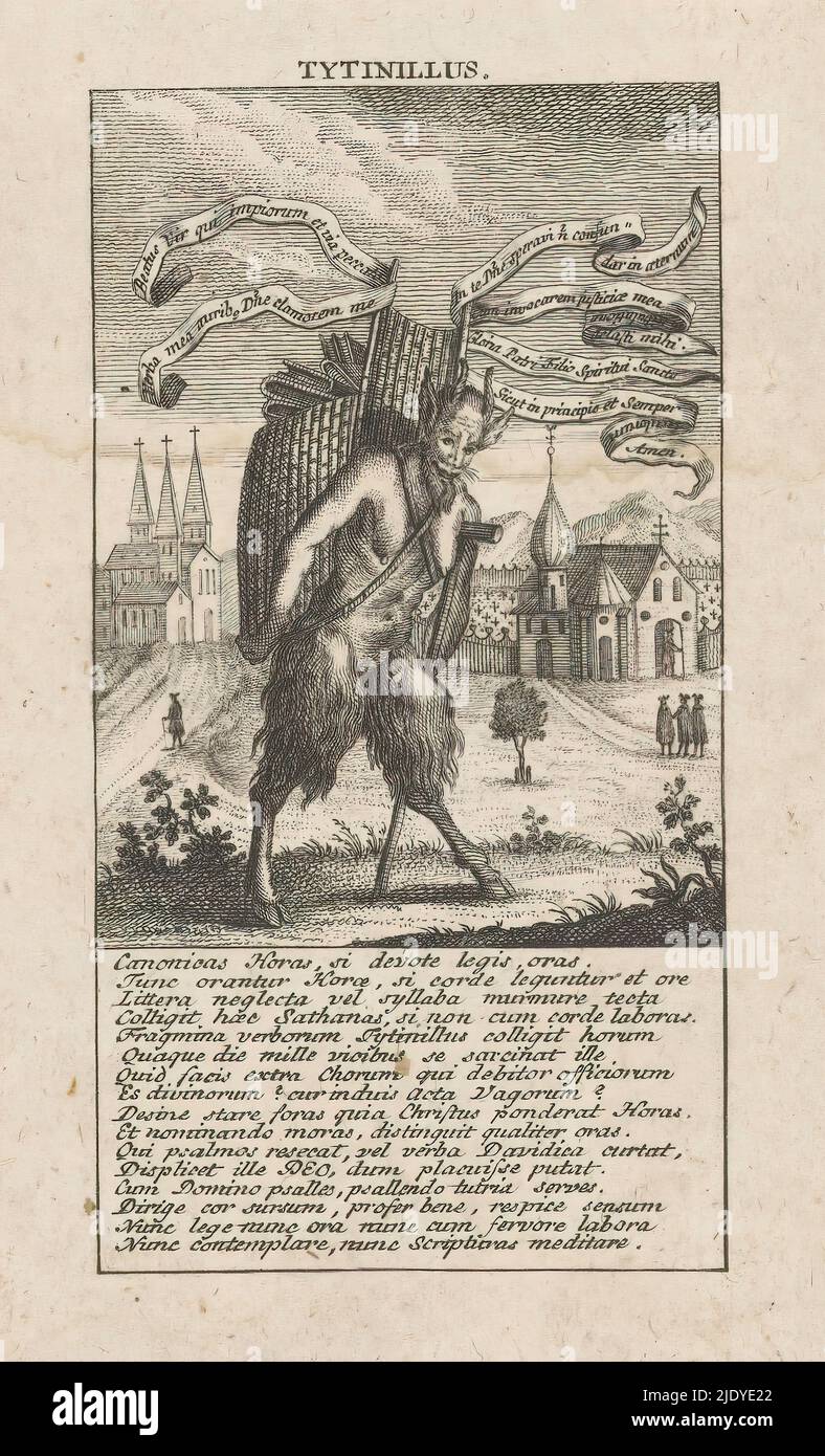 Devil Titivillus, Tytinillus (title on object), Landschape showing a ...