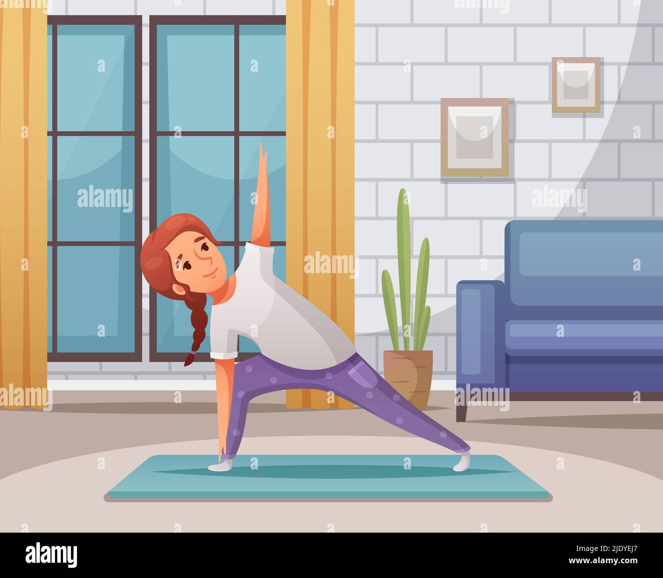Kids yoga background with indoor training symbols cartoon vector ...