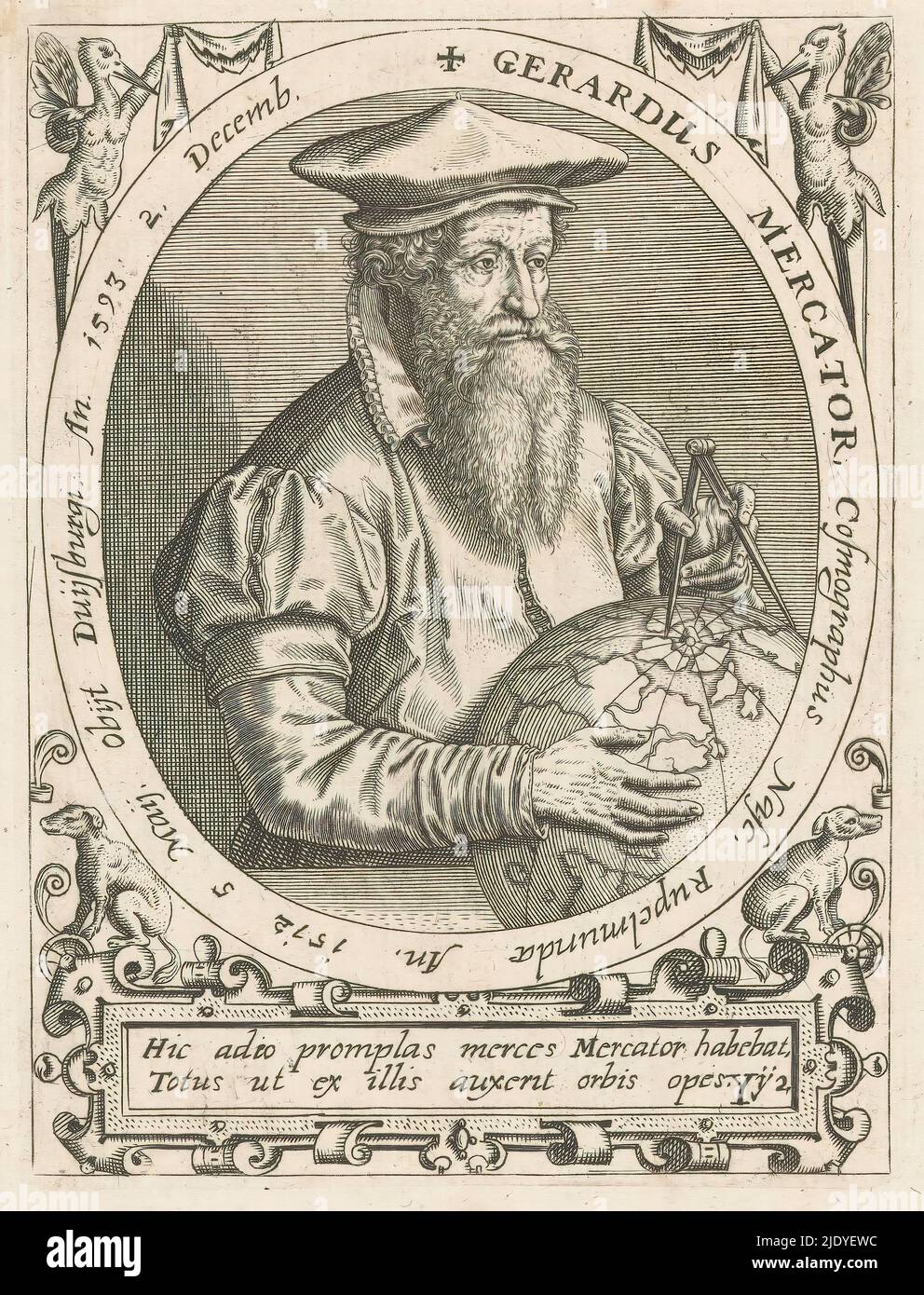 Portrait of Gerardus Mercator, Geradus Mercator Cosmographus (title on ...