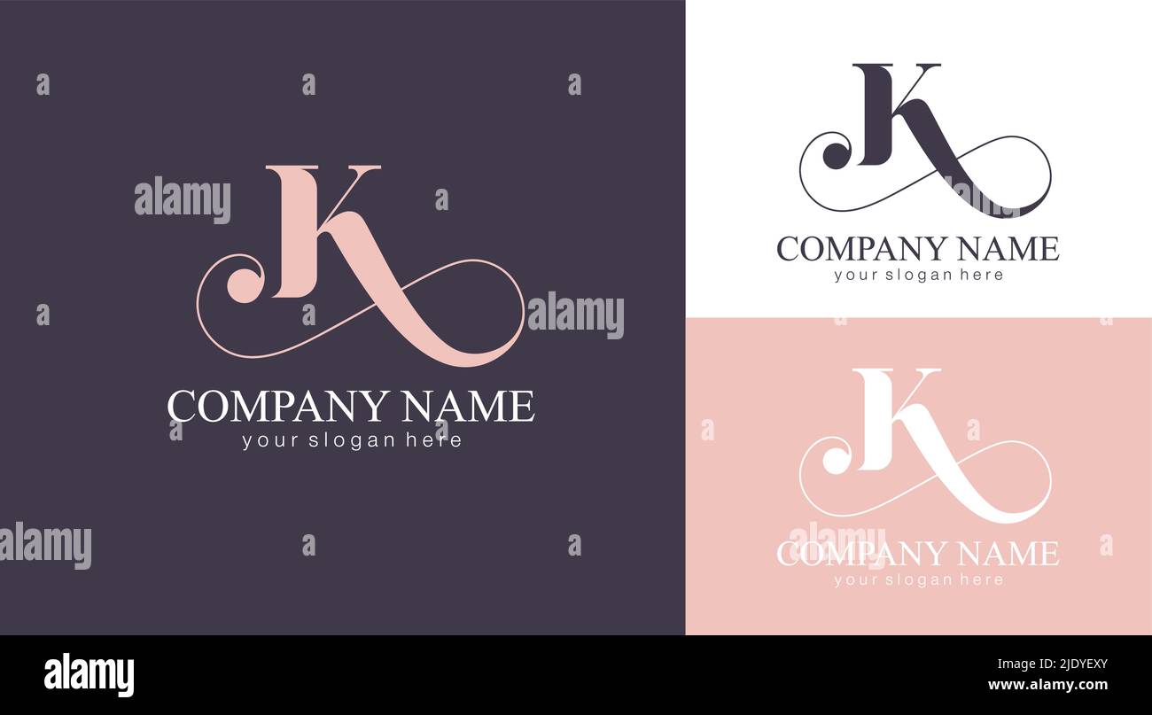 K letter monogram. Elegant luxury K logo. Calligraphic style. Corporate ...