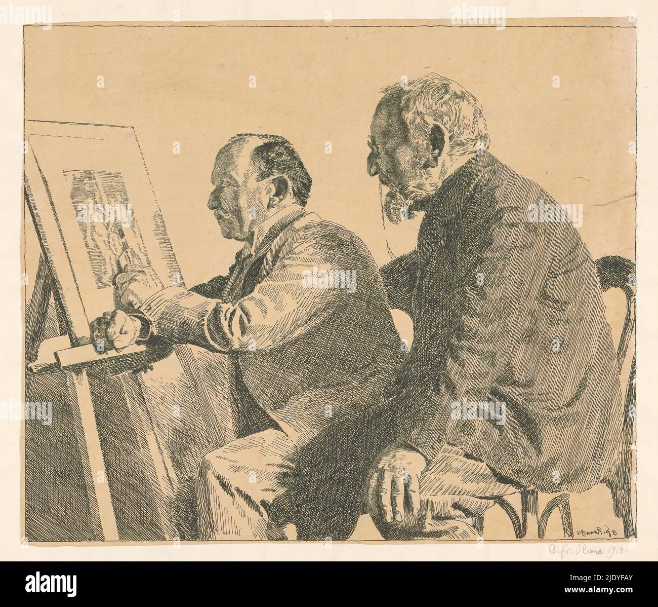 Art Connoisseurs, Two men view a print depicting Adam and Eve in ...