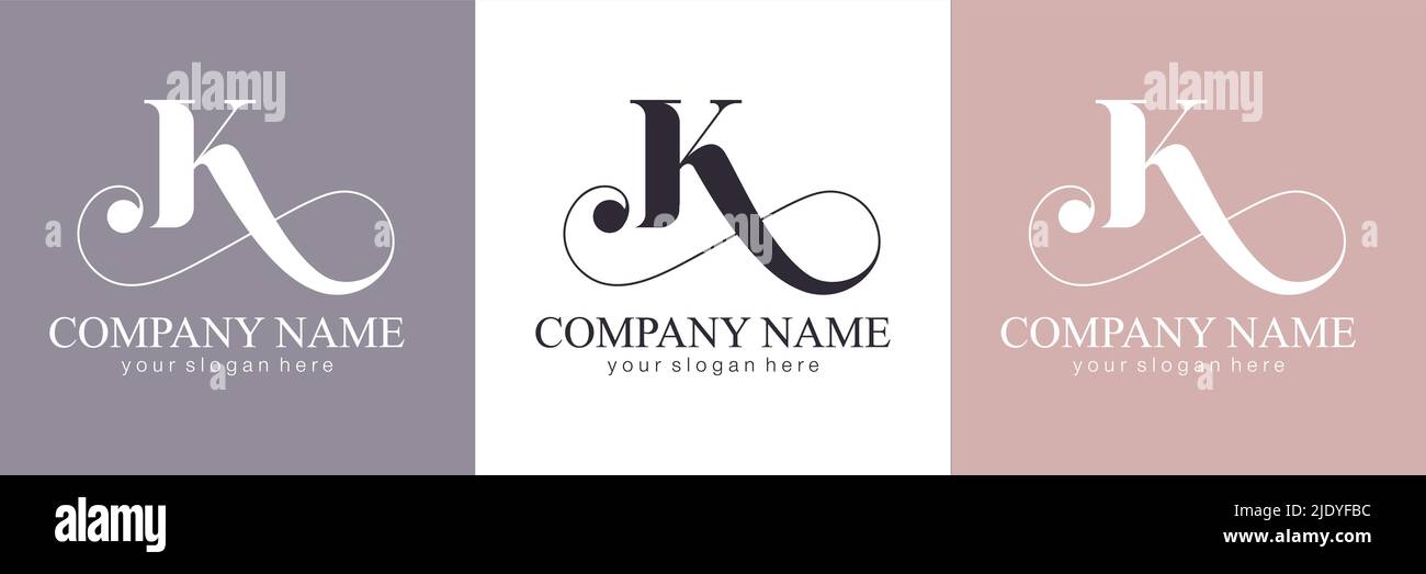 K letter monogram. Elegant luxury K logo. Calligraphic style. Corporate ...