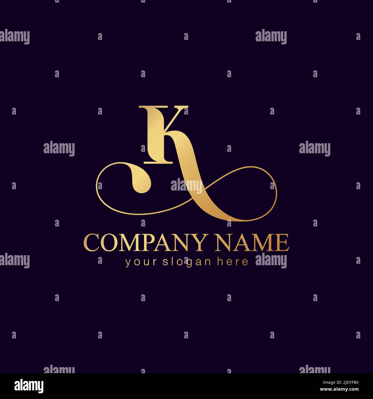 K letter monogram. Elegant luxury K logo. Calligraphic style. Corporate ...